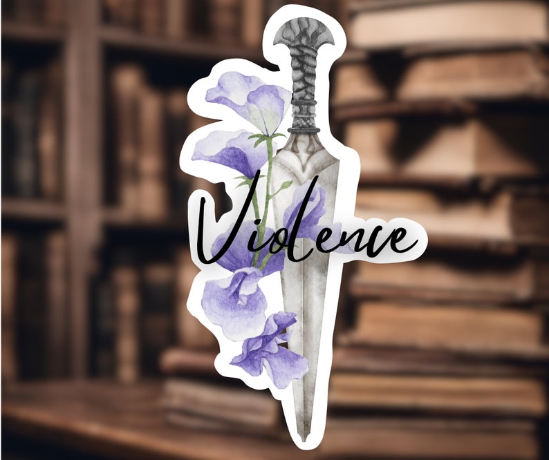 Fourth Wing Inspired Violence Dagger With Violets Sticker - Etsy