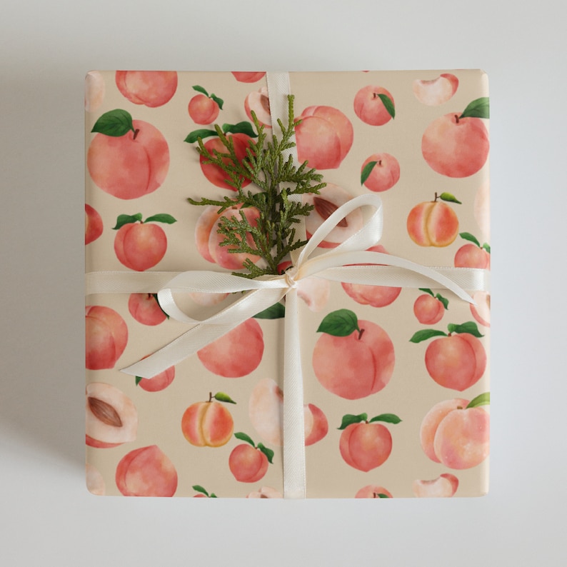 Peach Watercolor Wrapping Paper, Birthday Gift Wrap, for Her, Pretty ...