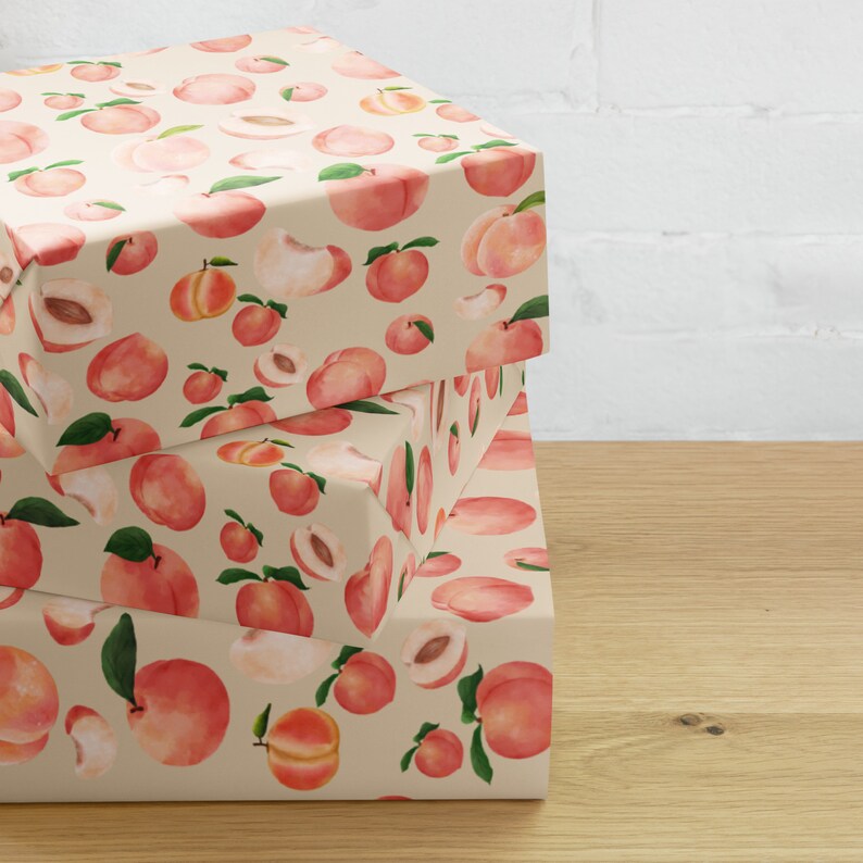 Peach Watercolor Wrapping Paper, Birthday Gift Wrap, for Her, Pretty ...