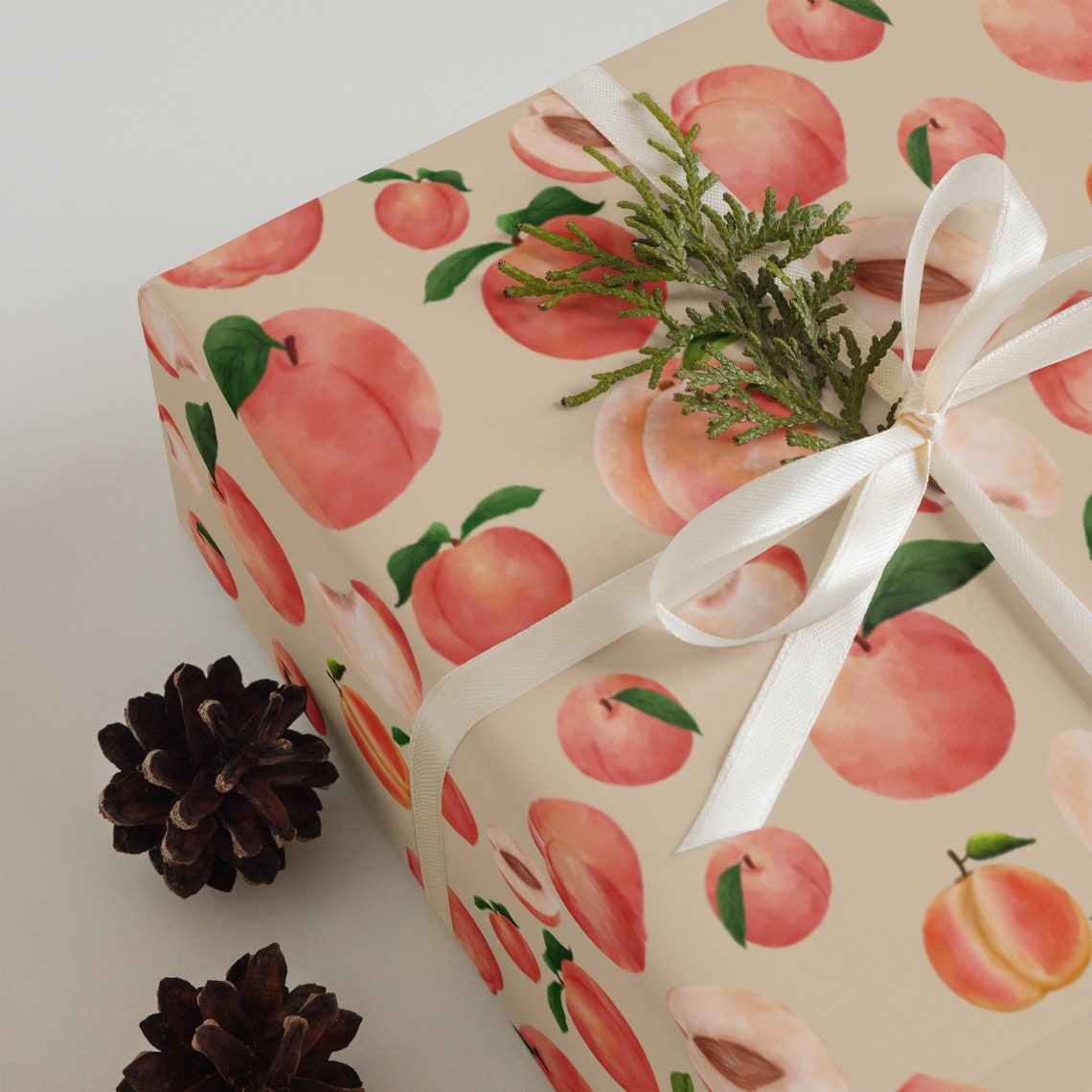 Peach Watercolor Wrapping Paper, Birthday Gift Wrap, for Her, Pretty ...