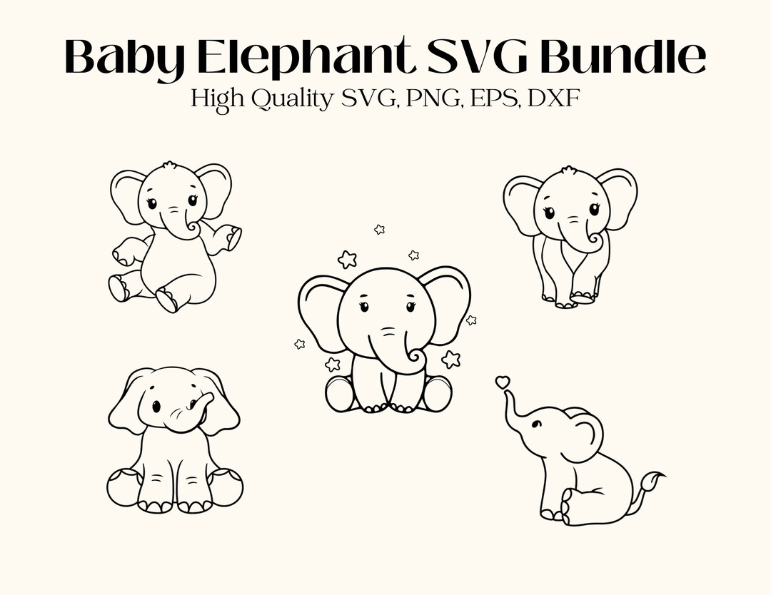 Cute Elephant SVG Baby Elephant Svg Bundle Baby Shower Svg - Etsy