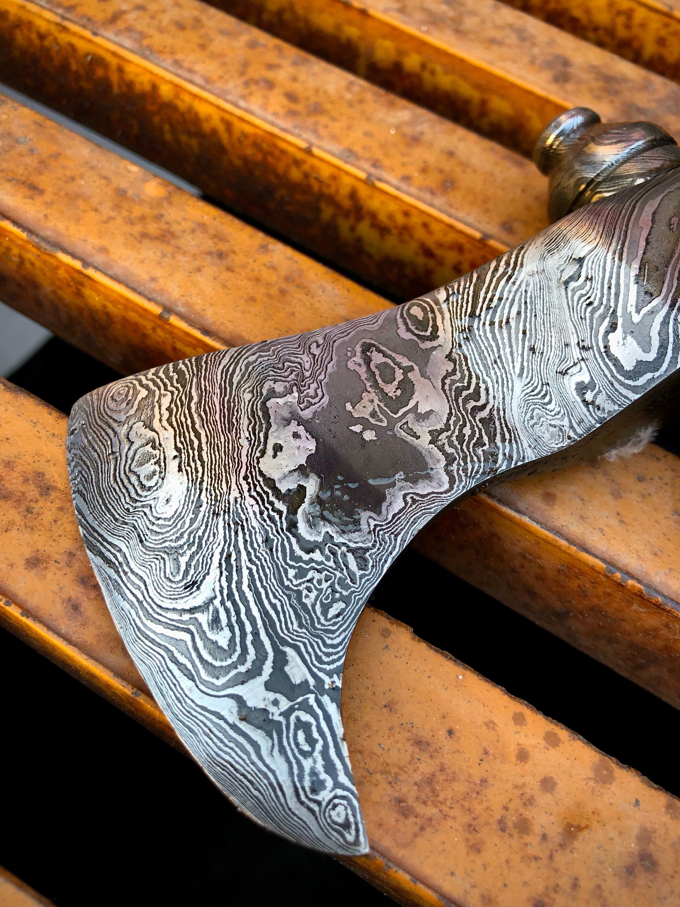 Handmade Damascus Steel Mini Smokey Axe, Throwing Axe, Axe, Camping Axe ...