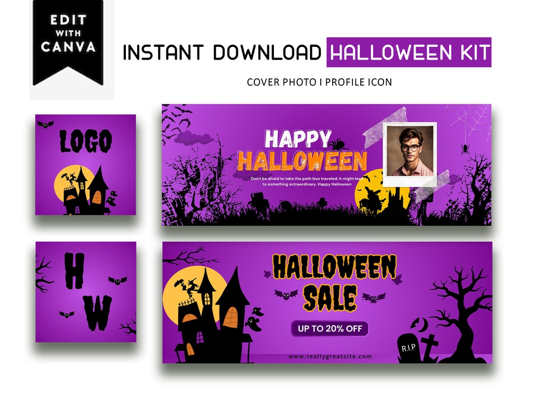 Best Halloween Social Media Kit for Branding Spooky Facebook Banner ...