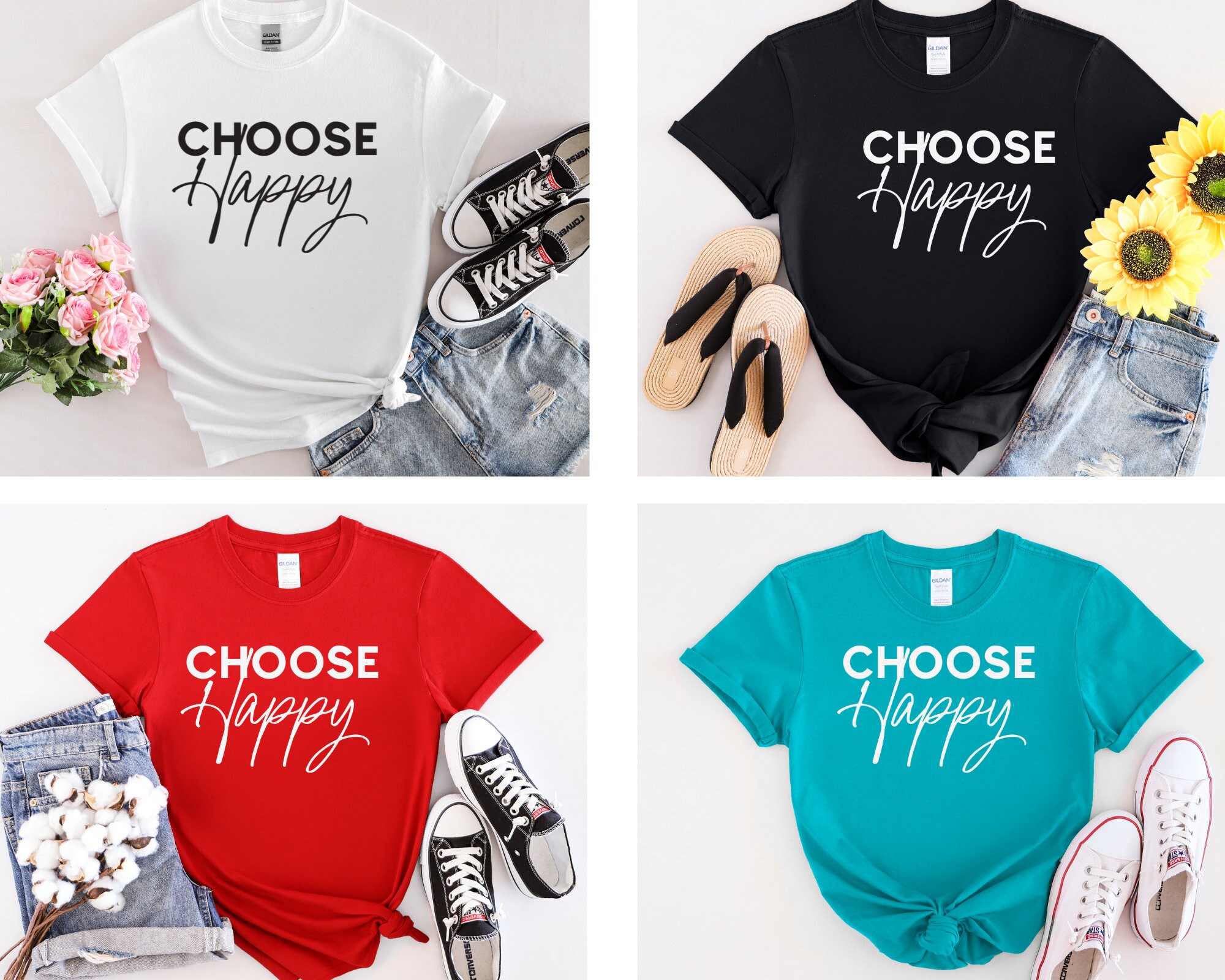 Choose Happy - Uplifting T-shirt, Unisex Shirts, Motivational Shirt ...