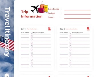 Trip Planner Digital Planner Travel Itinerary Etsy
