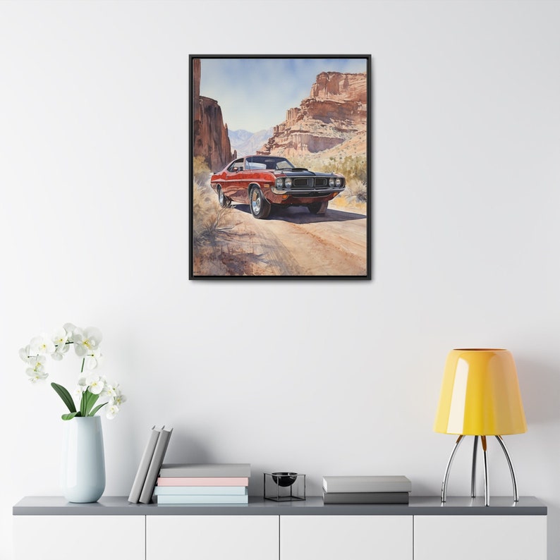 1970 Dodge Challenger Art Print Canvas Print Vertical Frame Vintage ...