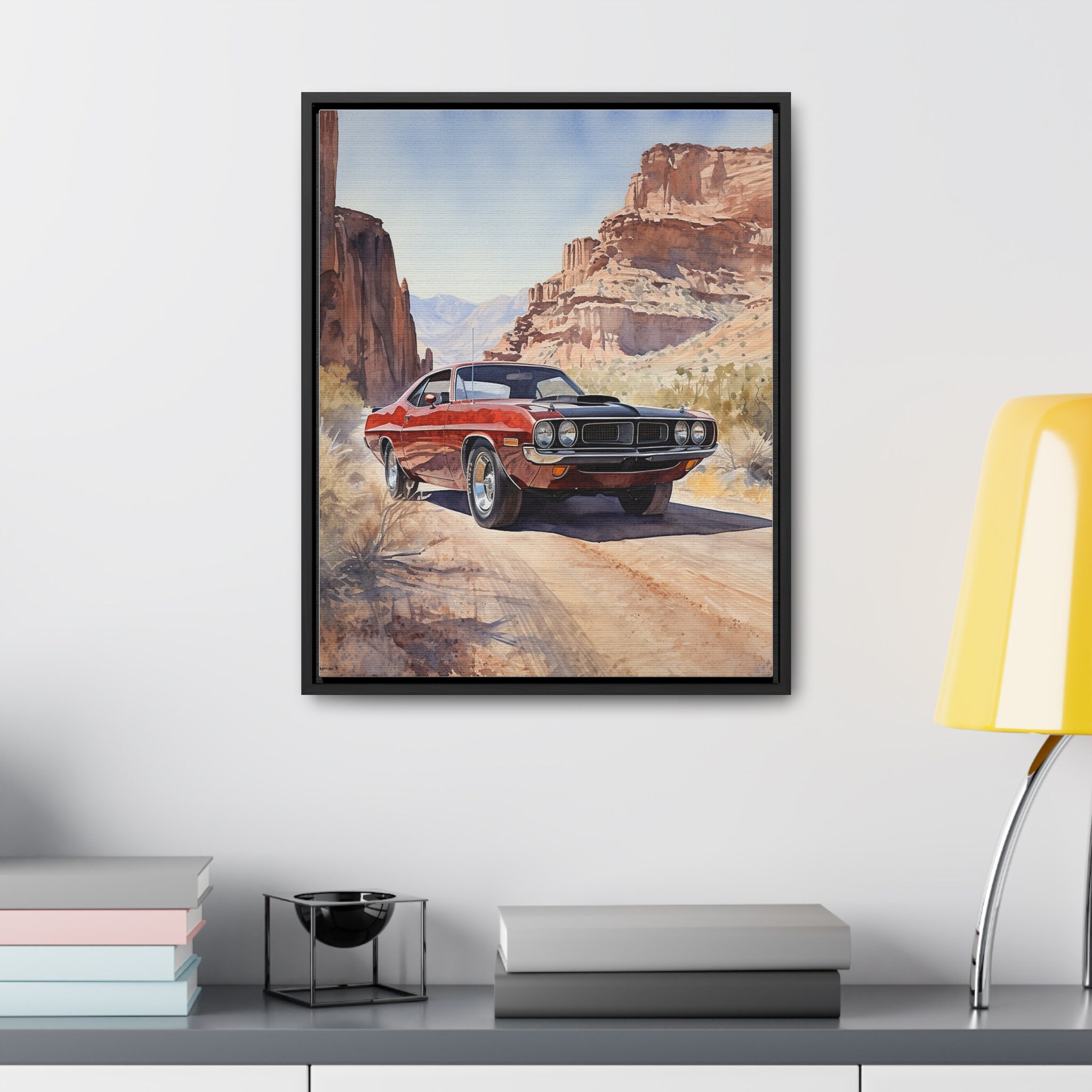 1970 Dodge Challenger Art Print Canvas Print Vertical Frame - Etsy
