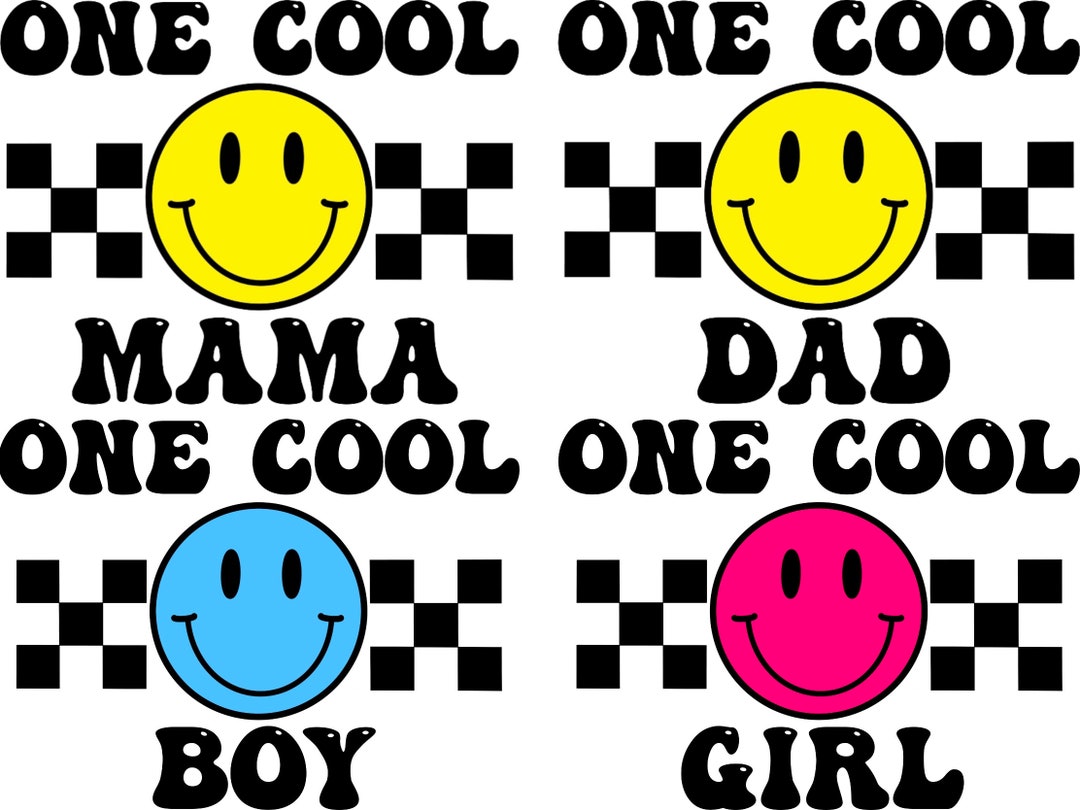 One Cool Party SVG 4-pack One Cool Mama, One Cool Dad, One Cool Boy ...