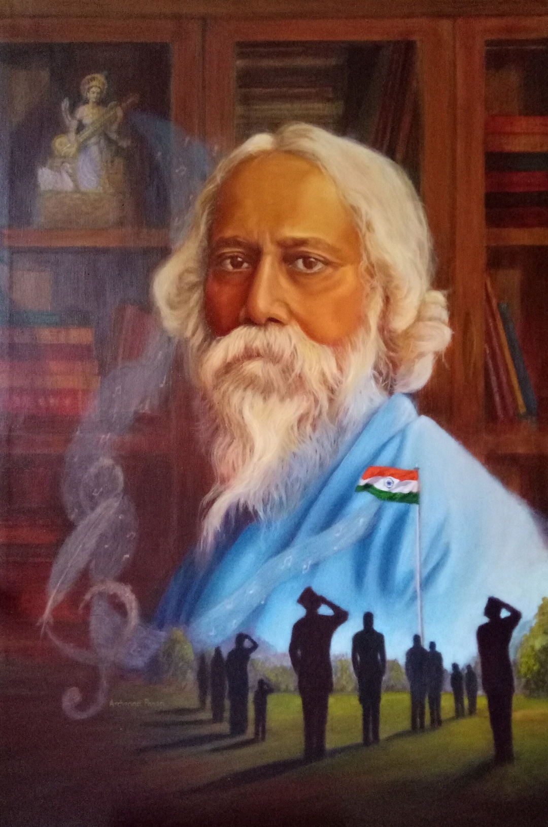 The Versatile Rabindranath Tagore, Handmade Oil on Canvas Painting, 24 ...