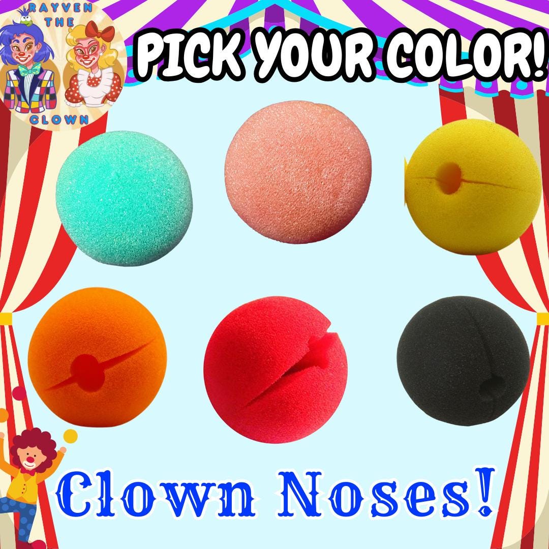 Foam Sponge Clown Nose Red Pink Blue Black Orange Yellow Silly Costume ...