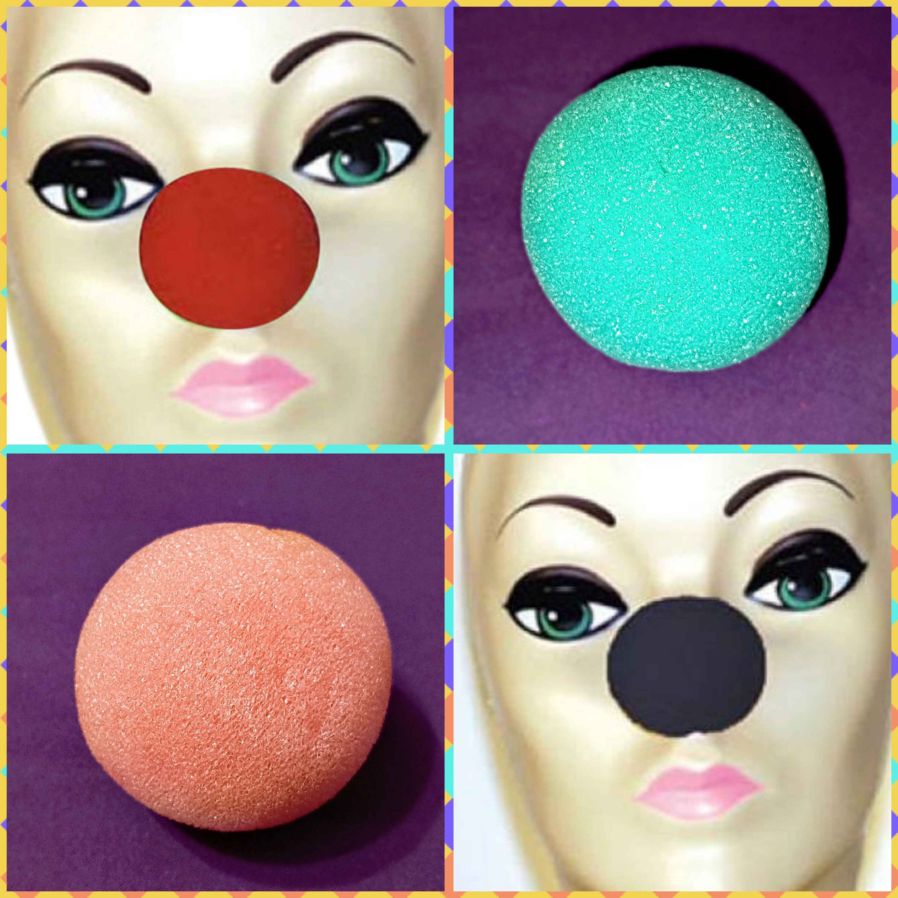 Foam Sponge Clown Nose Red Pink Blue Black Orange Yellow Silly Costume ...