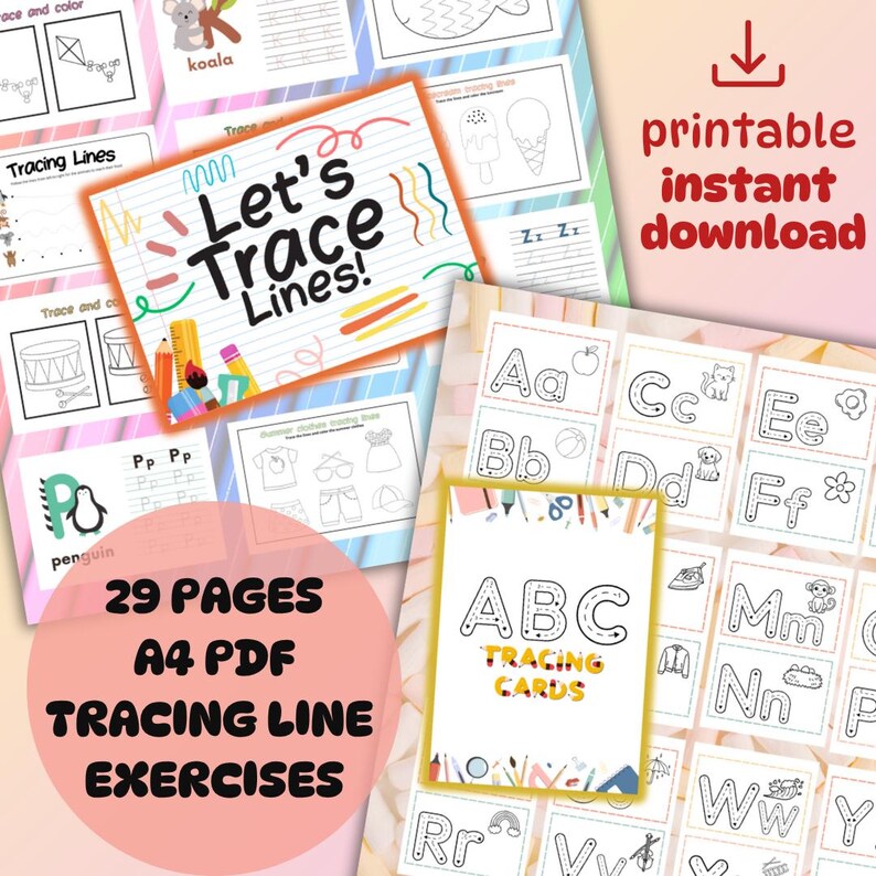 Tracing Bundle for Preschool–alphabet A-Z & Pre-writing Lines | 29 ...