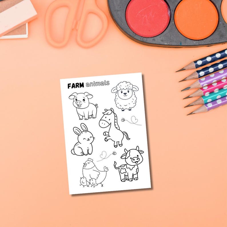 7 Farm Animal Coloring Pages – Printable PDF for Kids | Farm Animals ...