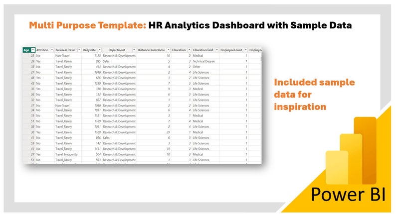 Power BI Sample HR Analytics Dashboard Adapt to Your - Etsy