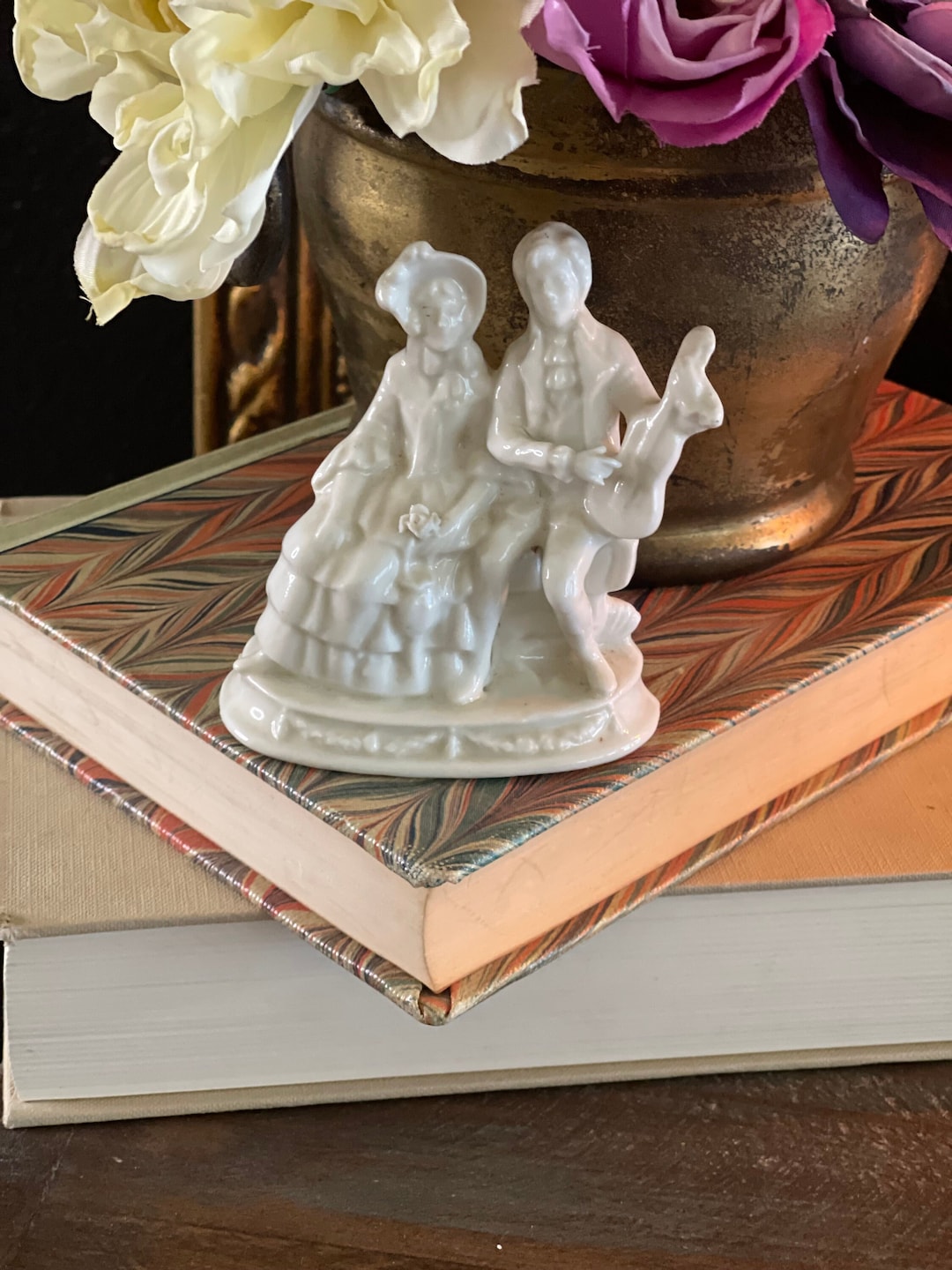 Courting Couple | Musician and Lovely Lady | Ivory off White Victorian ...