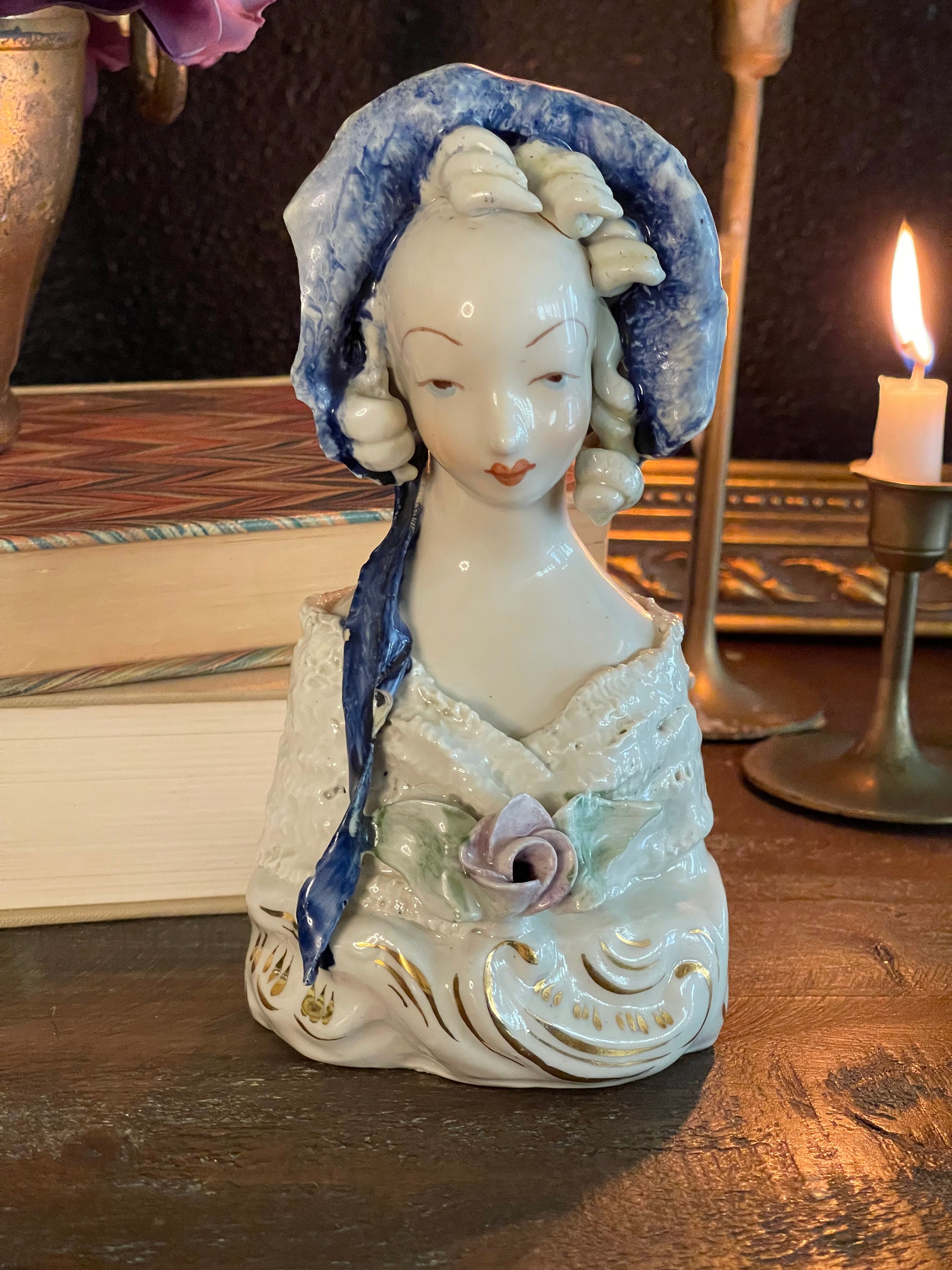 Vintage Cordey Porcelain Woman / Victorian Lady Bust Figurine / 1940s ...