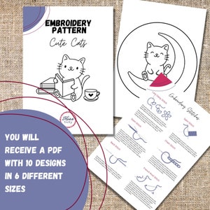 Embroidery PDF Pattern, Cat Embroidery PDF, Hoop Art, Hand Embroidery ...