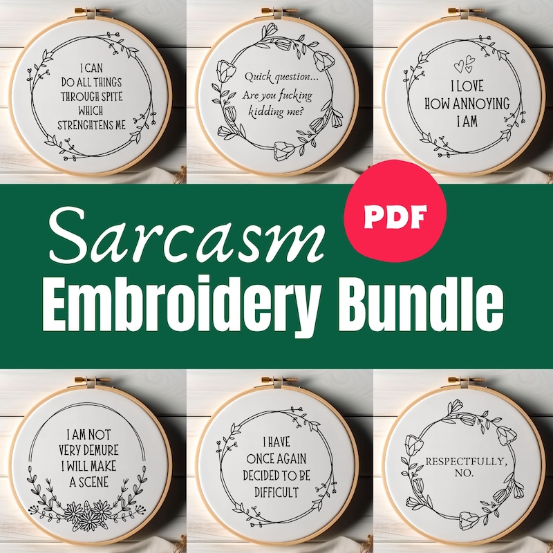 Funny Hand Embroidery Design Template - Etsy Canada
