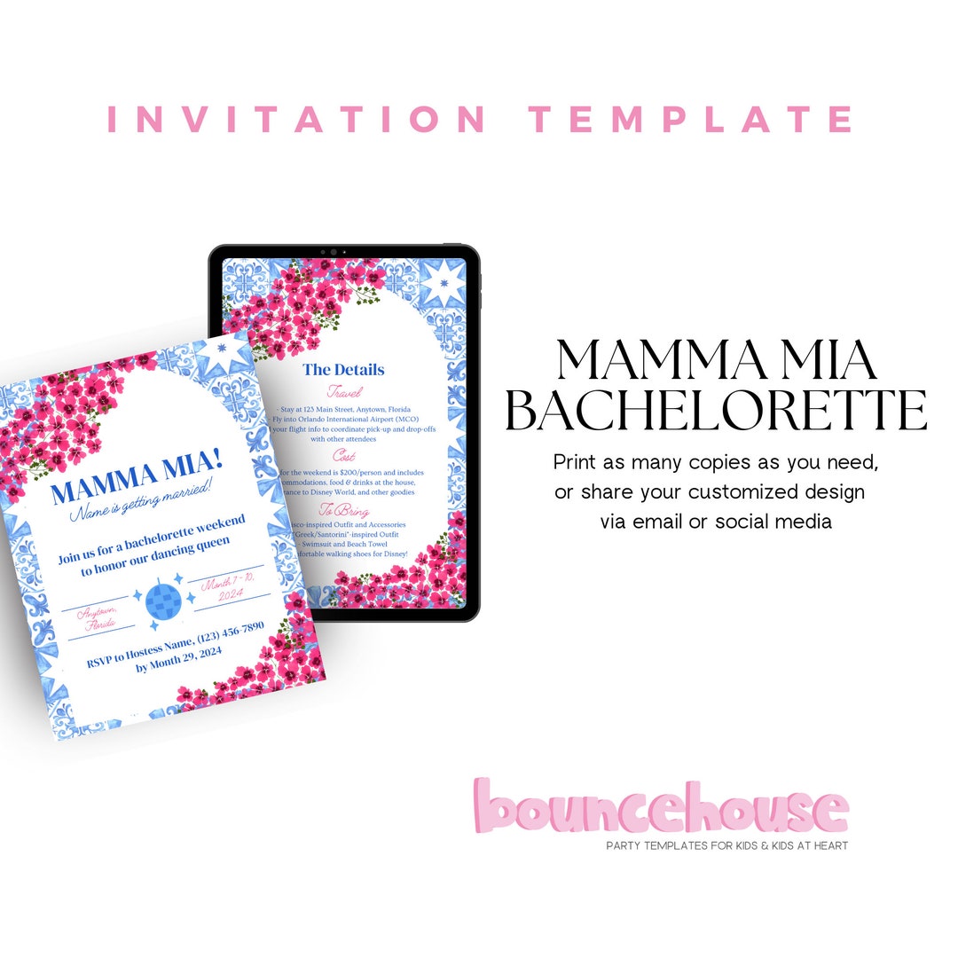 Mamma Mia Disco ABBA Bachelorette Invitation Template - Etsy
