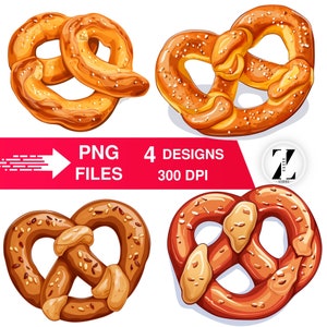 Pretzel Clipart - 4 Soft Pretzel Designs, Breakfast, Bakery, Treats PNG ...