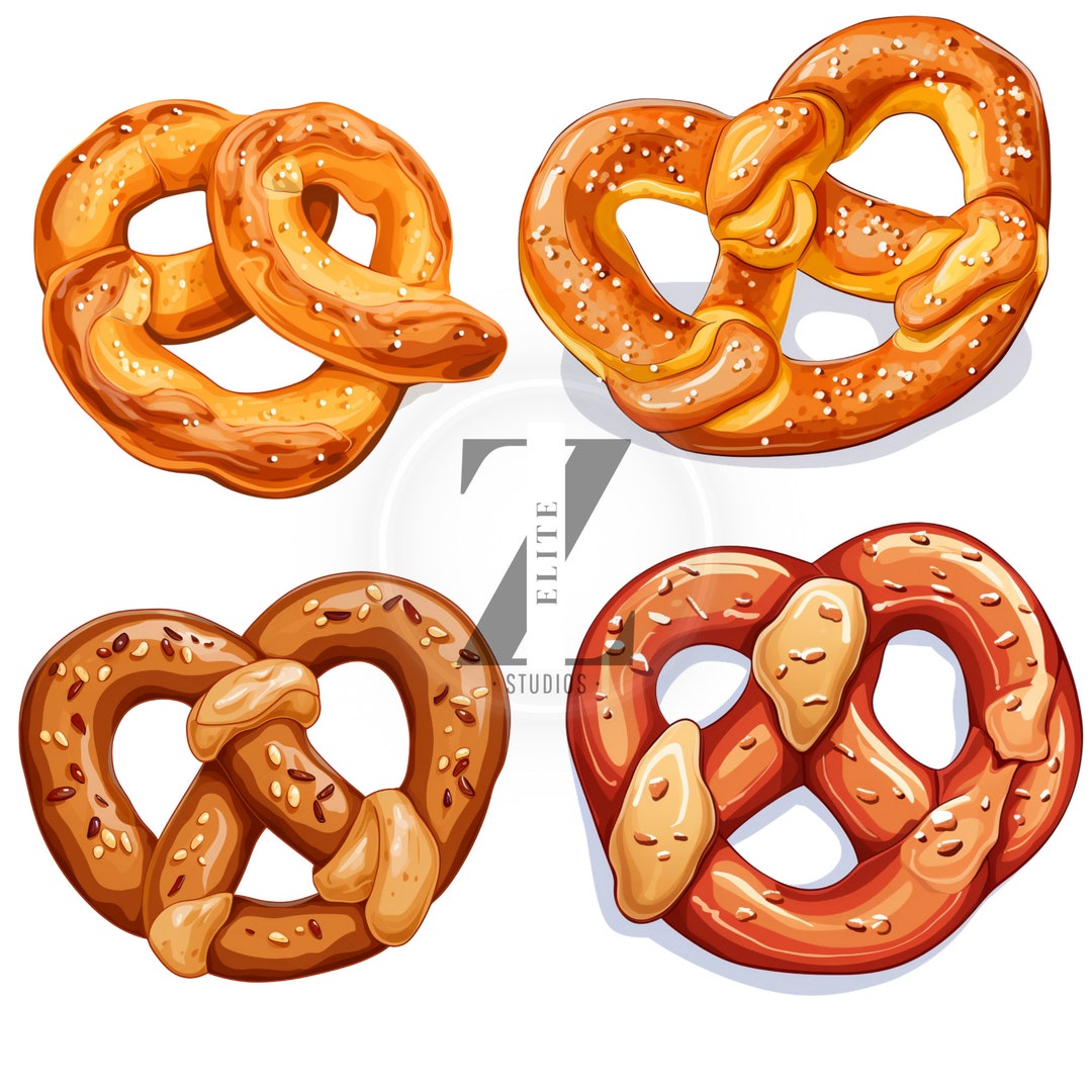 Pretzel Clipart - 4 Soft Pretzel Designs, Breakfast, Bakery, Treats PNG ...