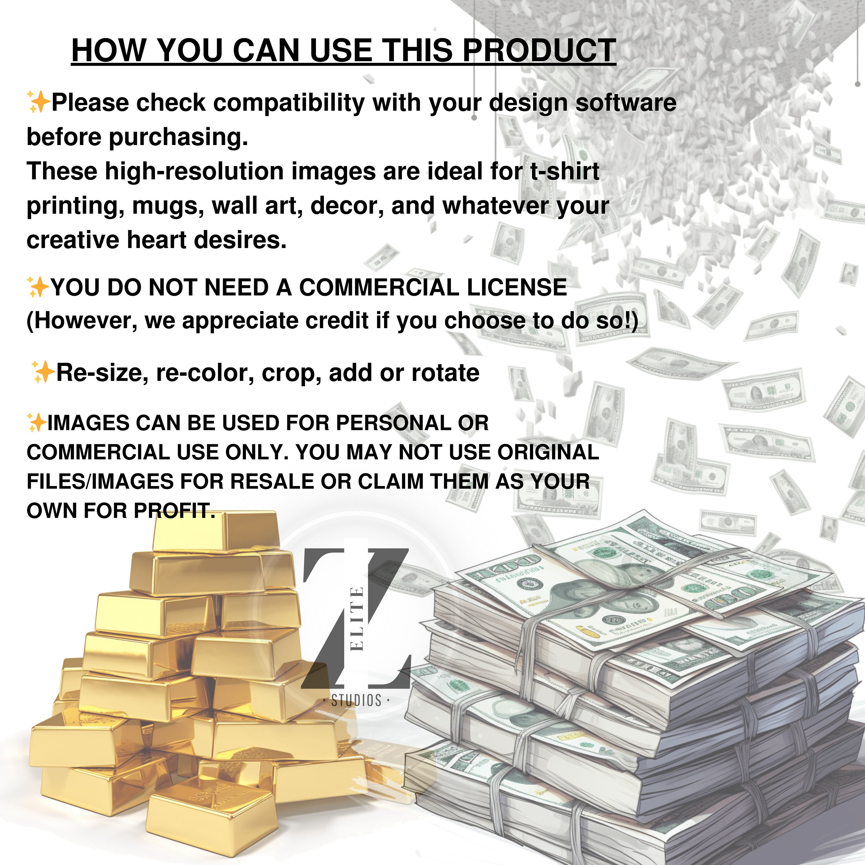 Raining Cash Money PNG Bundle – 7 Designs for Sublimation (300 DPI) - Etsy