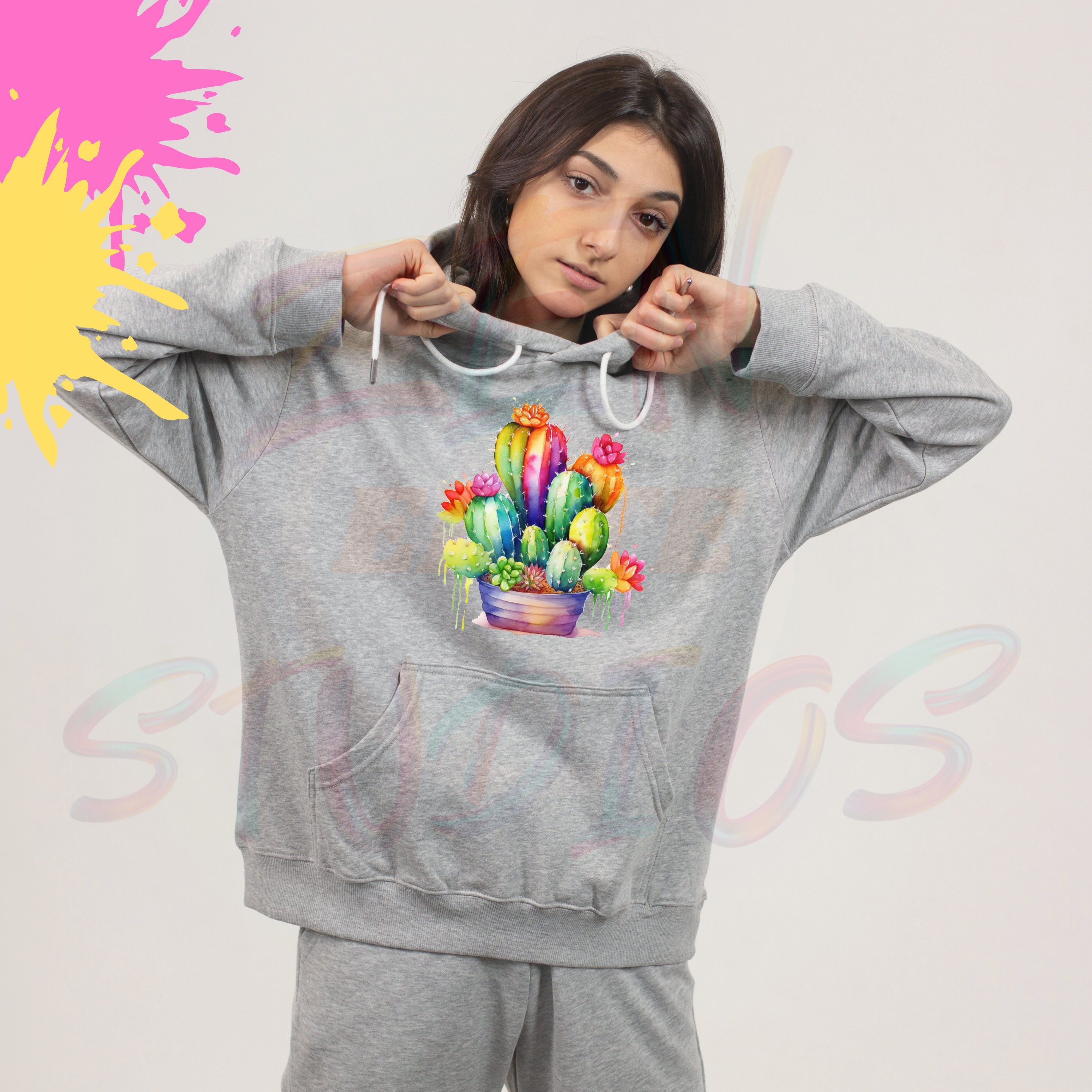 Rainbow Cactus Clipart - 8 Designs, Cacti Clipart Bundle, Purple Cactus ...