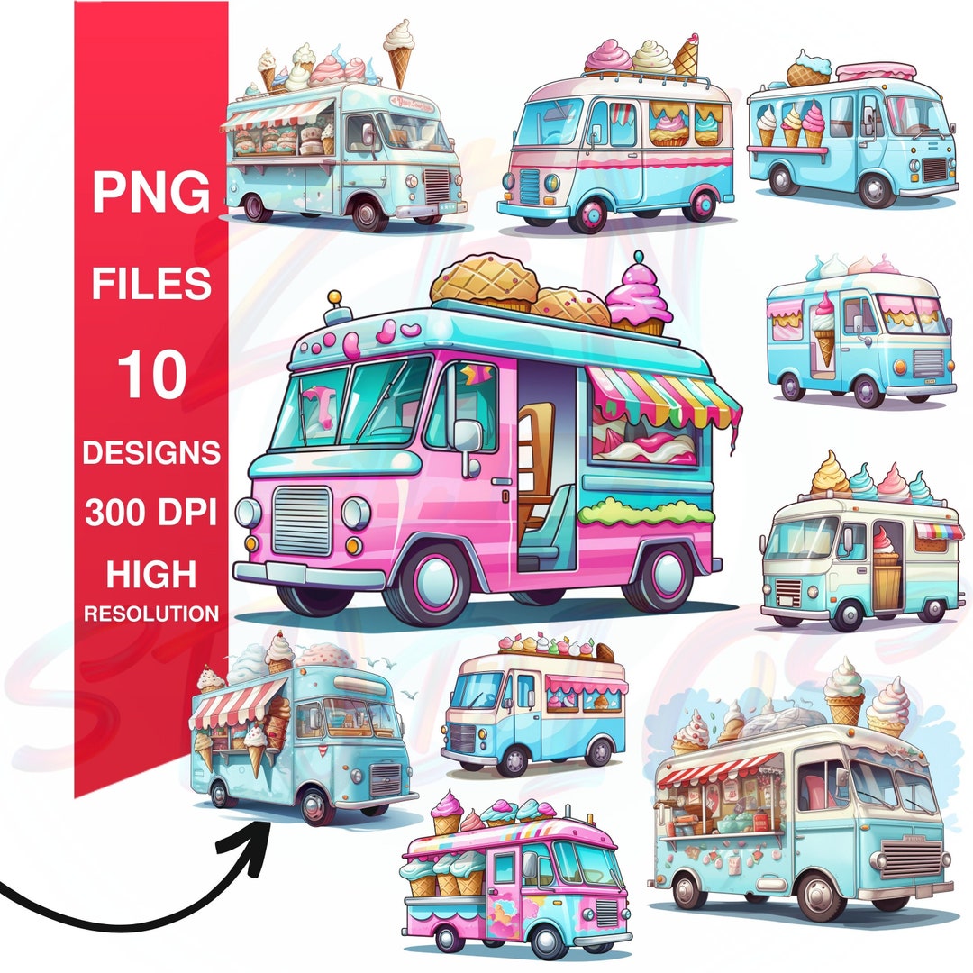 Ice Cream Truck PNG - Food Trucks Clipart, Ice Cream Van, 10 Designs ...