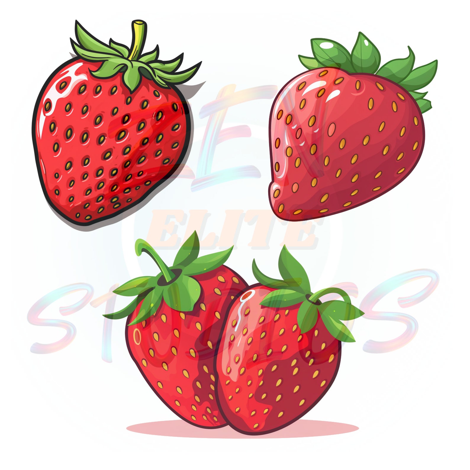 Strawberry Clipart, 10 Designs, PNG JPEG Bundle, Fruit Clipart, Digital ...