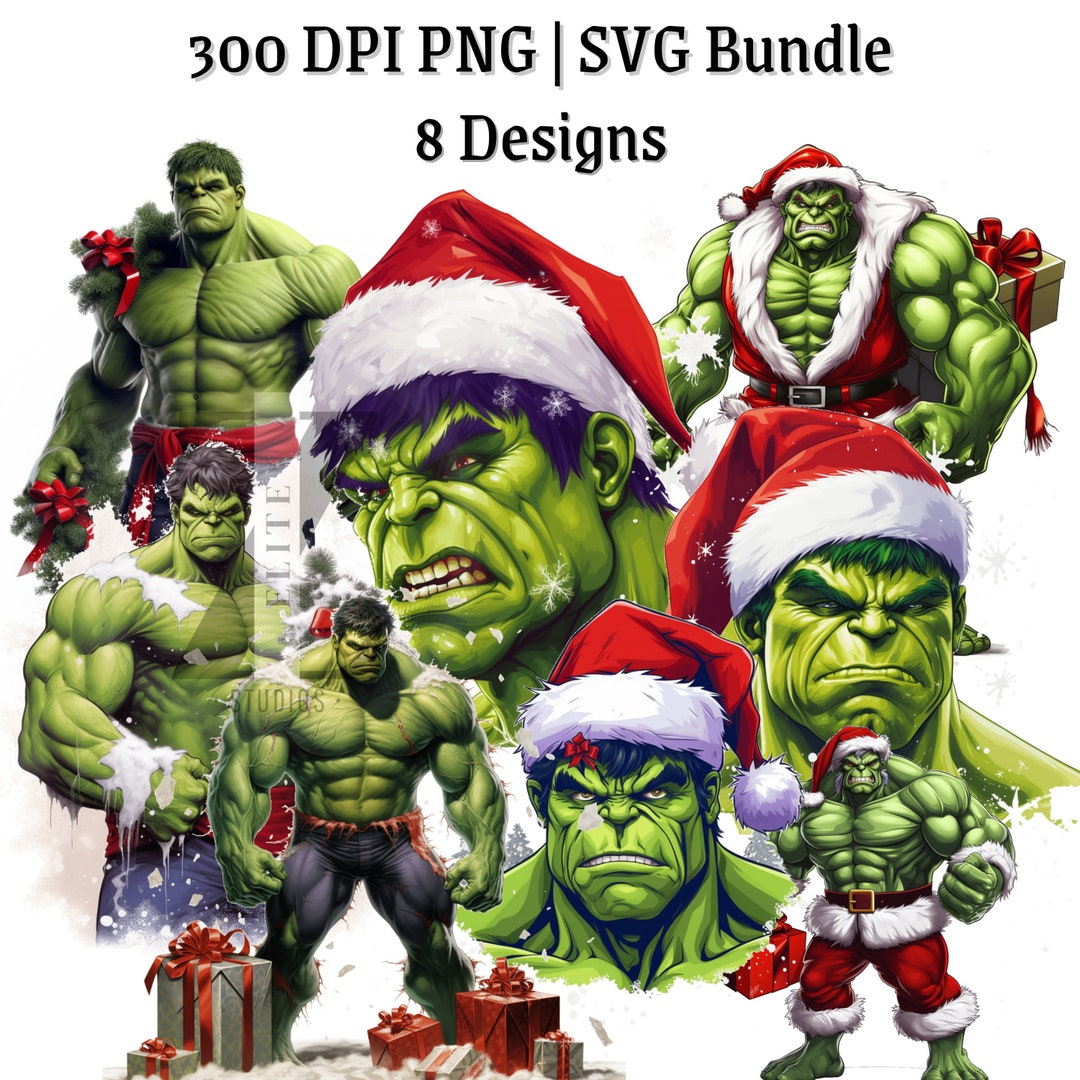 Hulk Christmas PNG, SVG Bundle, Green Giant Hulk, Superhero Clipart ...
