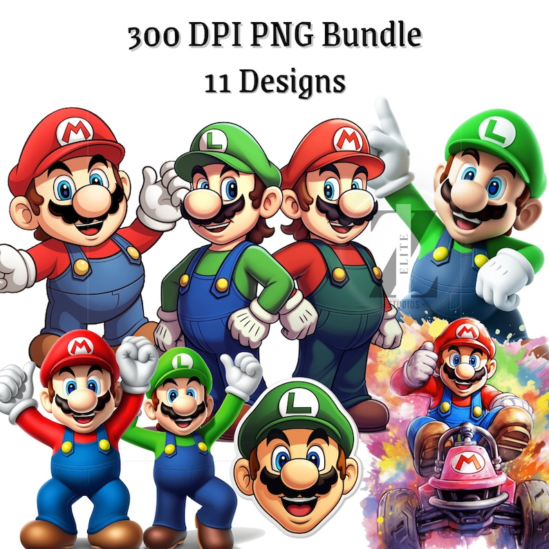 Mario Bros PNG Bundle - Mario & Luigi Sublimationsbecher Wraps, 11 ...
