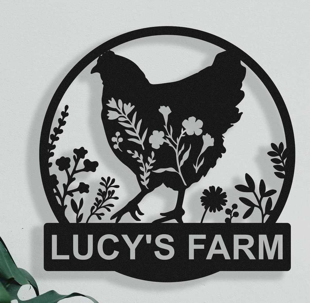 Personalized Chicken Coop Sign Name With Flowers, Custom Hen House Sign ...