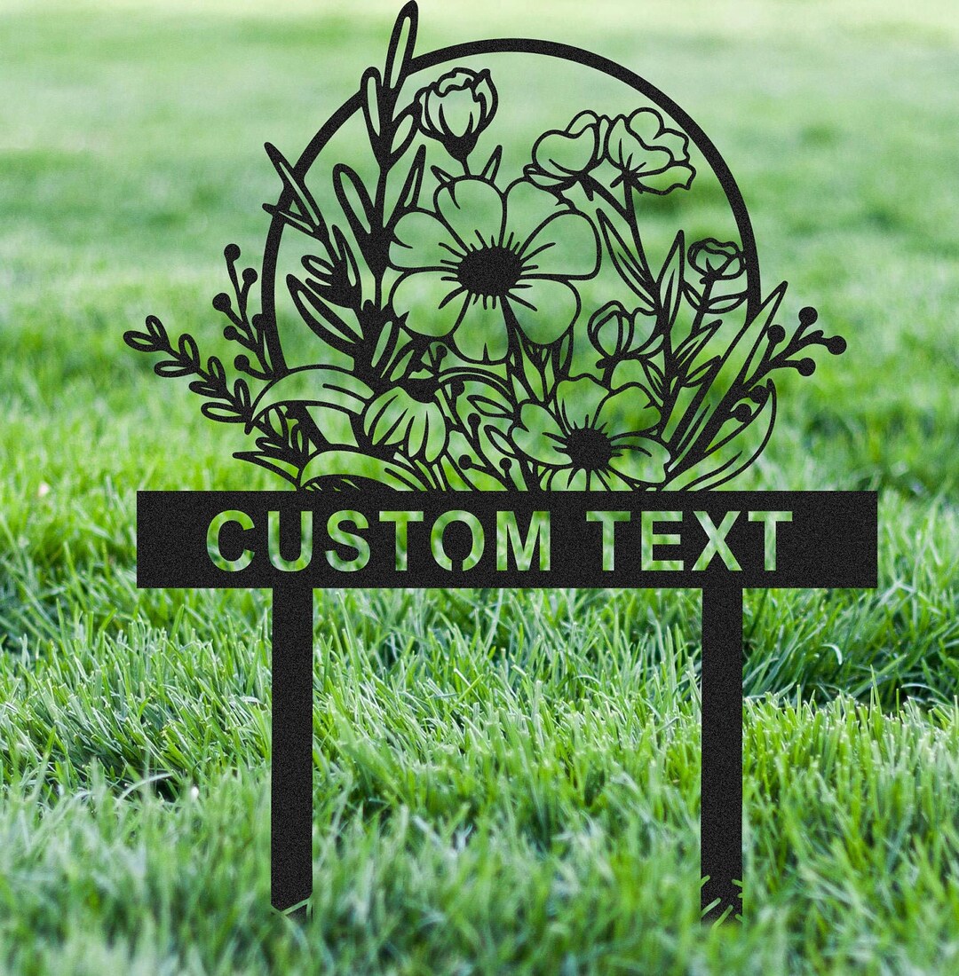 Flower Garden Decor, Custom Garden Sign With Stakes, Personalized ...