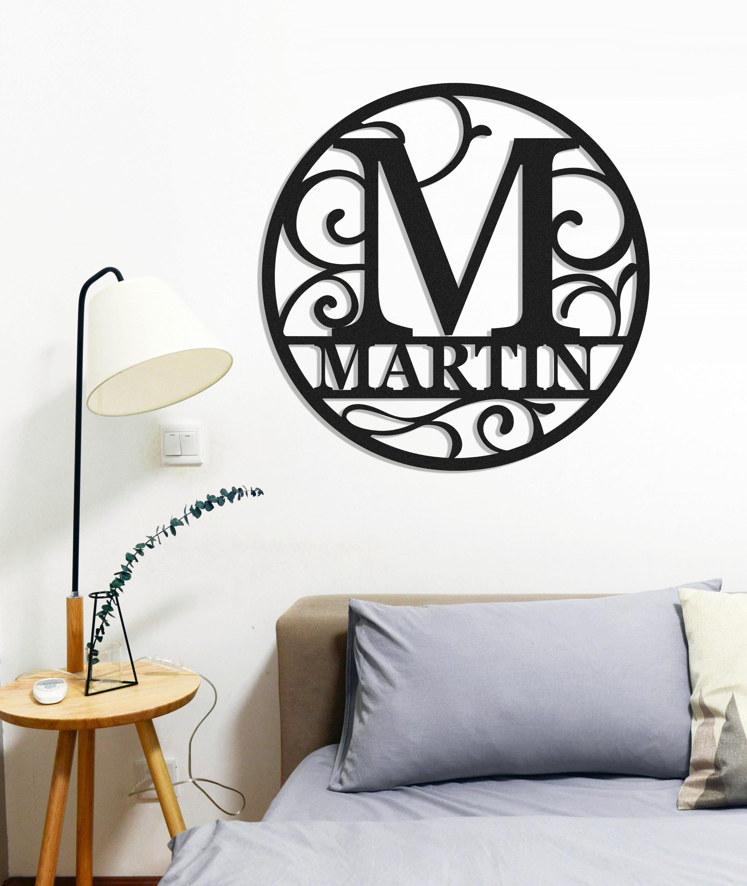Personalized Metal Monogram Name Sign, Custom Family Initial Name Sign ...