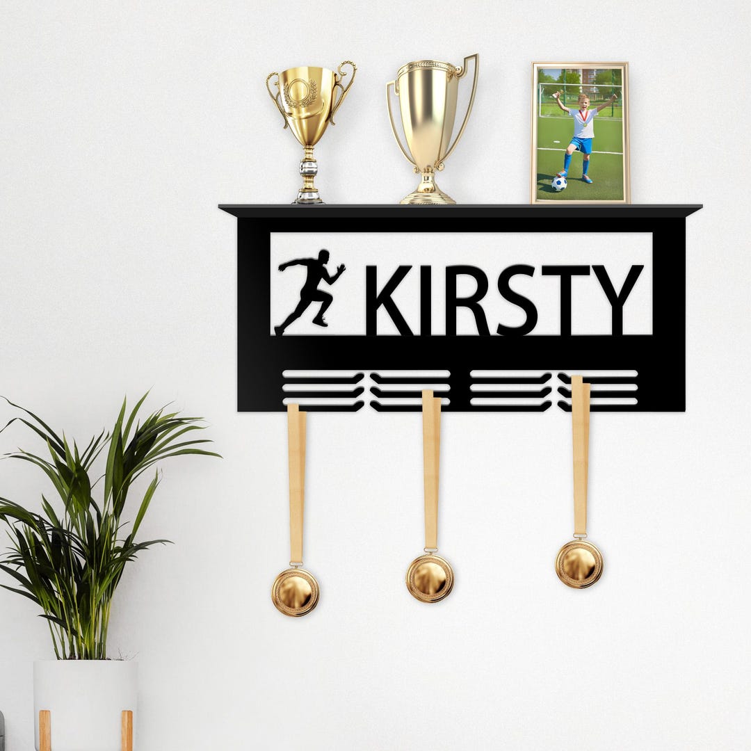 Custom Runner Medal Hanger, Personalized Name Metal Sign, Runner Medal ...