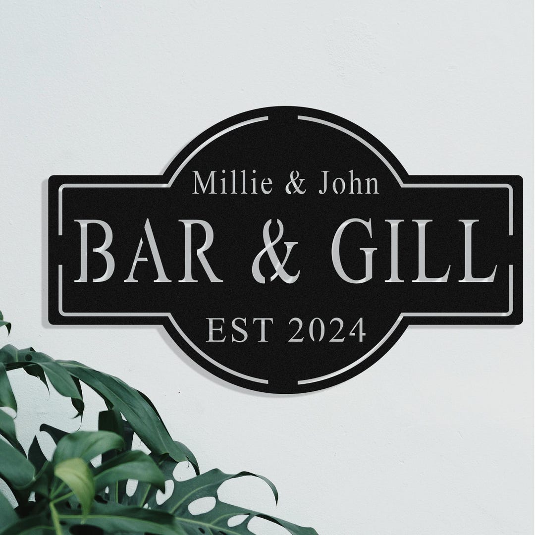 Personalized Metal Bar Sign, Custom Contemporary Modern Street ...