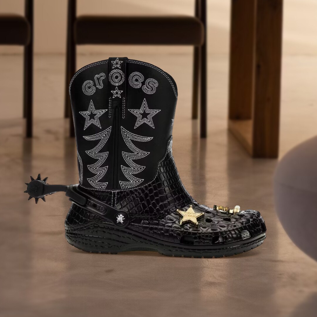 Crocs' Latest Classic Black Cowboy Boots Stride in Style Perfect Gifts ...