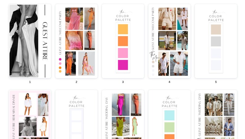 Wedding Dress Code Template,wedding Guest Attire,color Palette Card ...