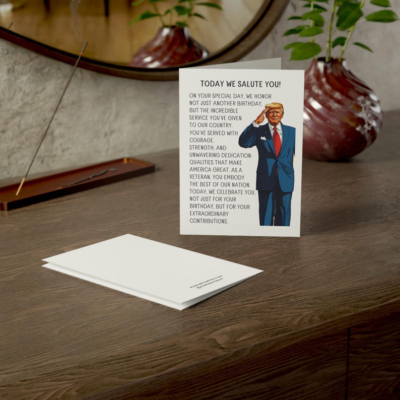 Trump Salute to Veteran Birthday Card, Retired Military, Thank You for ...