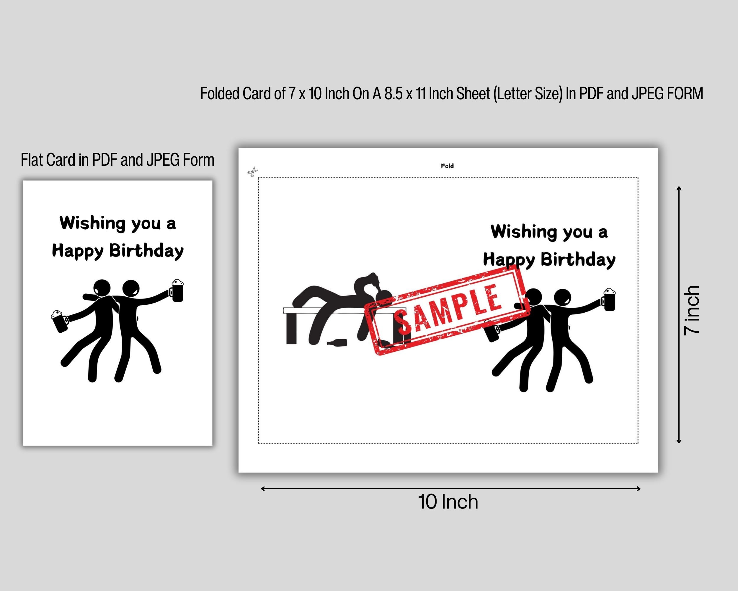Funny Stickman Birthday Card Printable Birthday Card Greeting ...