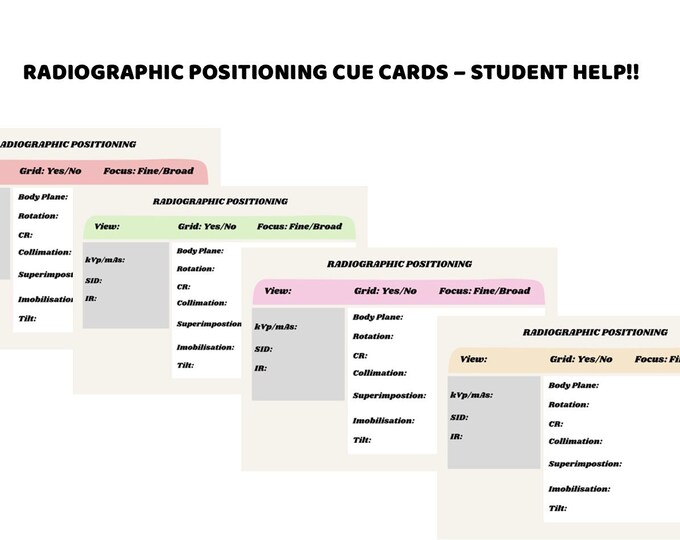 Radiography radtech A5 Positioning Flash Cards DIGITAL DOWNLOAD - Etsy