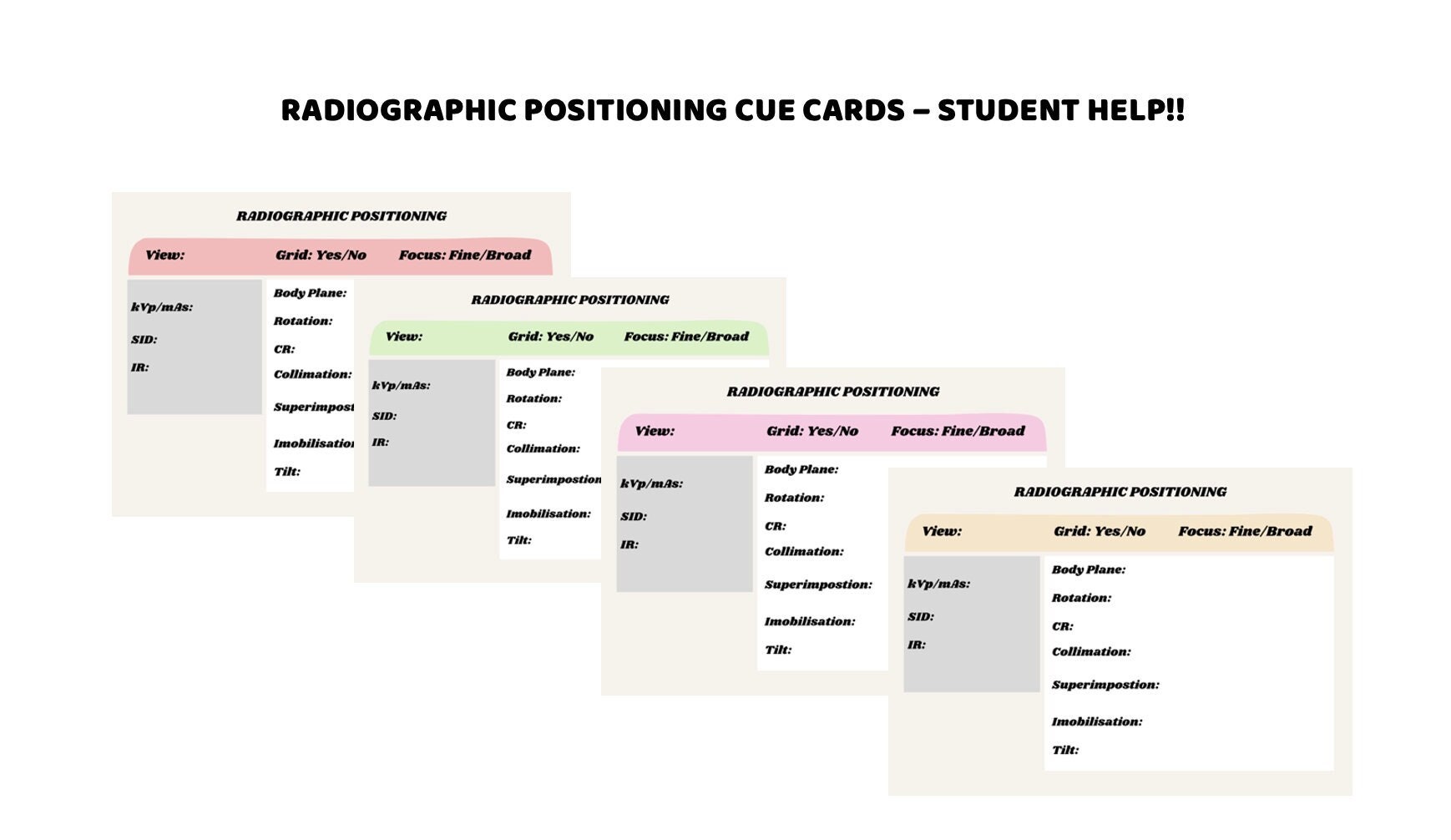 Radiography radtech A5 Positioning Flash Cards DIGITAL DOWNLOAD - Etsy