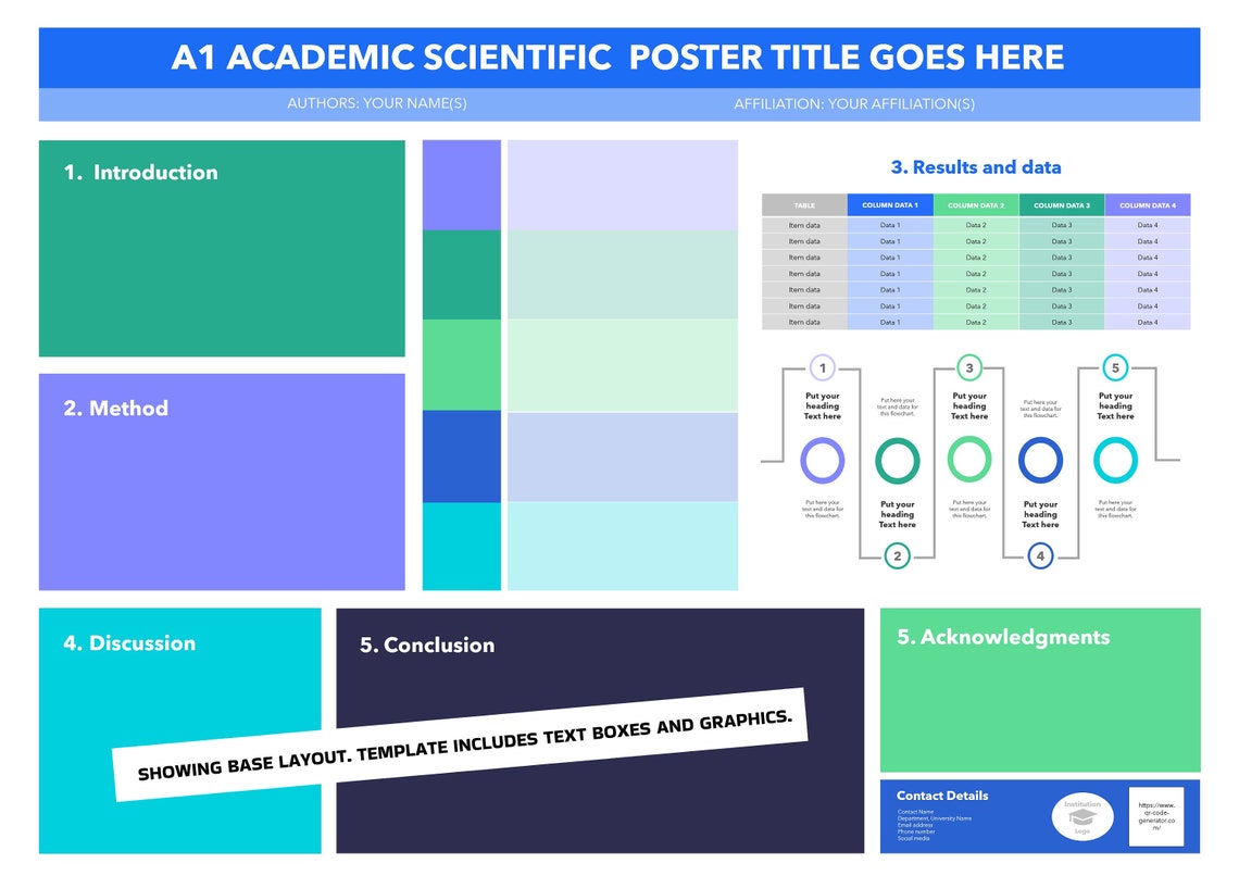 A0 Landscape Academic Scientific Poster Template for Powerpoint. Make ...