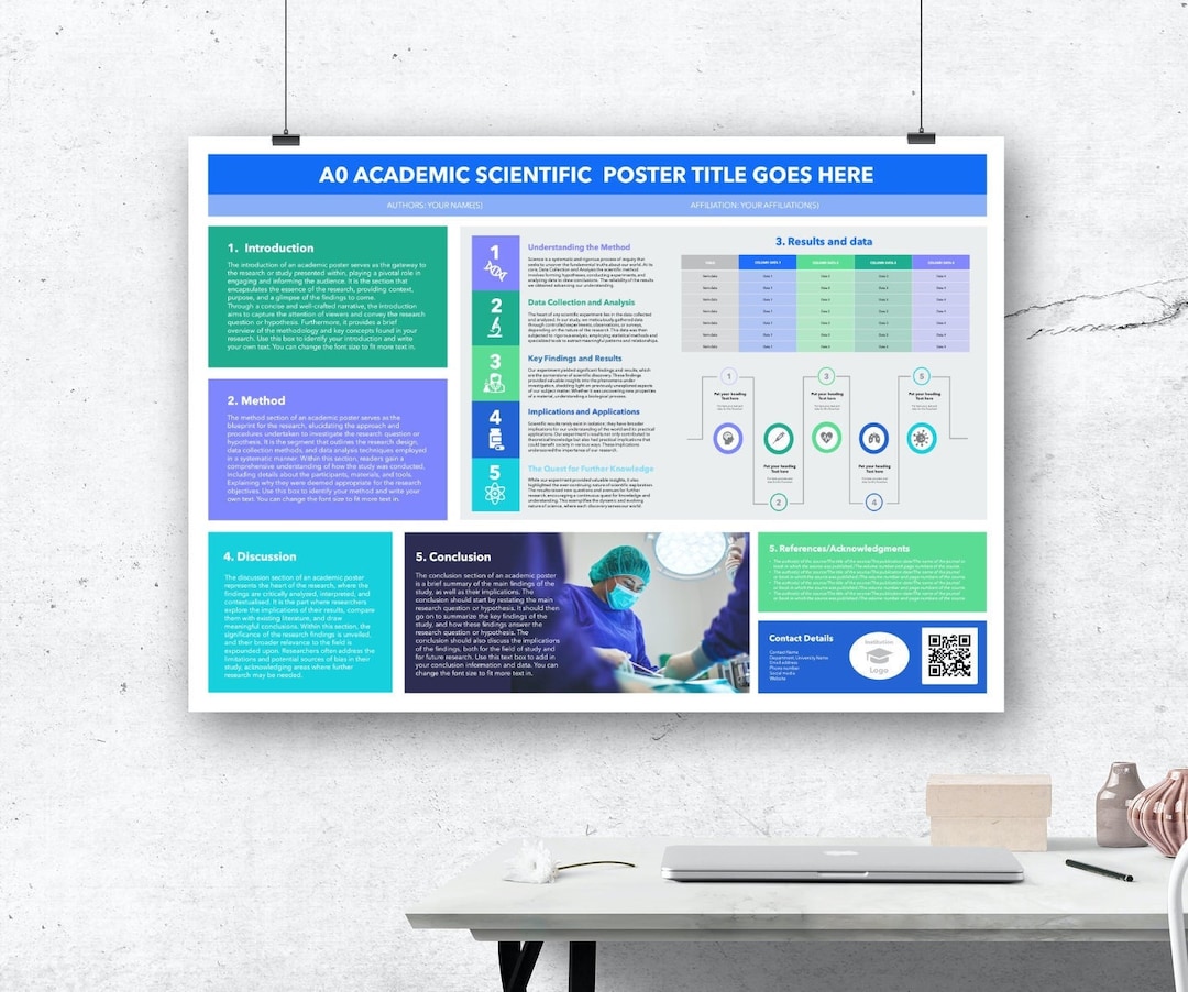 A0 Landscape Academic Scientific Poster Template for Powerpoint. Make ...
