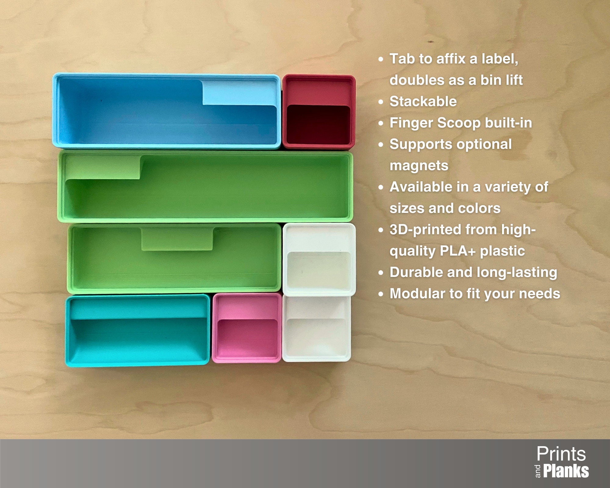 Gridfinity Stackable Label Bin | Length 1 | Widths 1 to 5 | Heights 3 ...