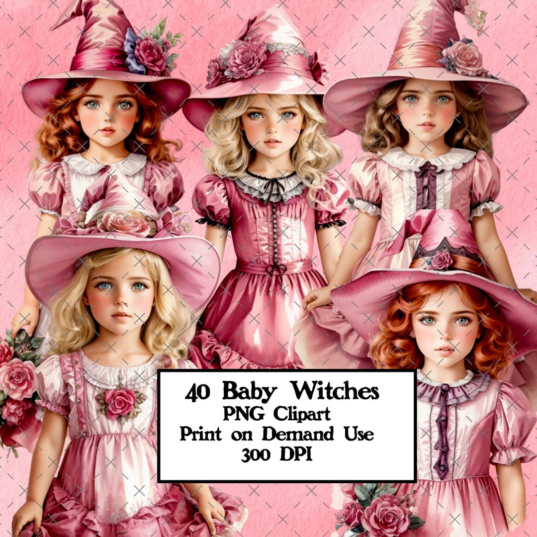 Pastel Pink Witch Clipart Baby Witch Clipart Pastel Pink - Etsy