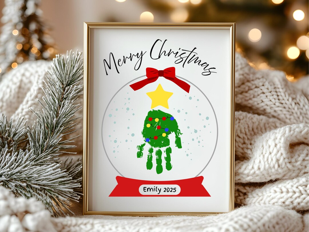 Christmas Snow Globe Handprint Art: Baby Toddler Keepsake Craft - First ...