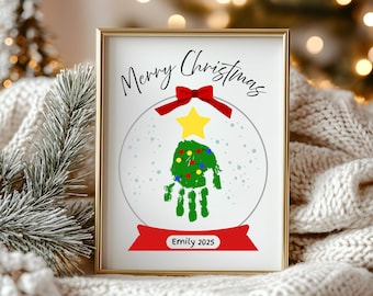 Christmas Snow Globe Handprint Craft, Christmas Handprint Art Craft for ...