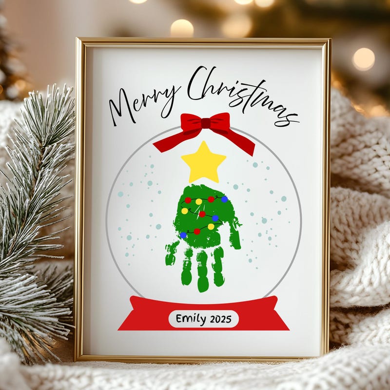 Handprint Snowglobe - Etsy