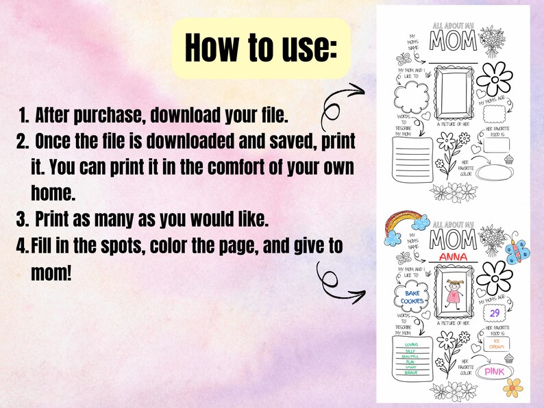 All About Mom Coloring Page: Printable Kids Activity - Gift for Mom ...